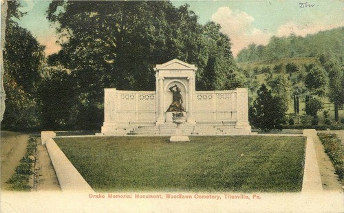 Drake Memorial Monument Woodlawn Titusville Pennsylvania 1911 Postcard ...