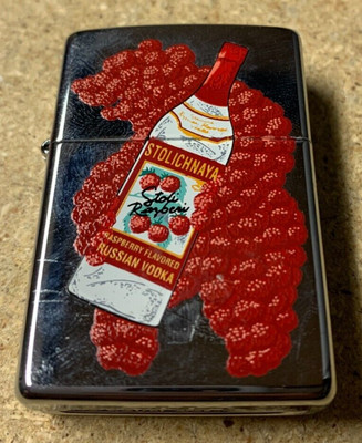 VINTAGE RETIRED UNSTRUCK Zippo Raspberry Stoli Russian Vodka ...