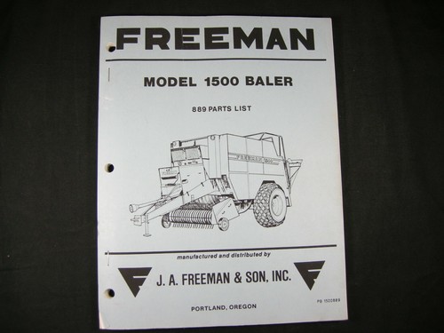 Freeman Model 1500 Hay Baler Parts Manual Book List Catalog Bailer | eBay