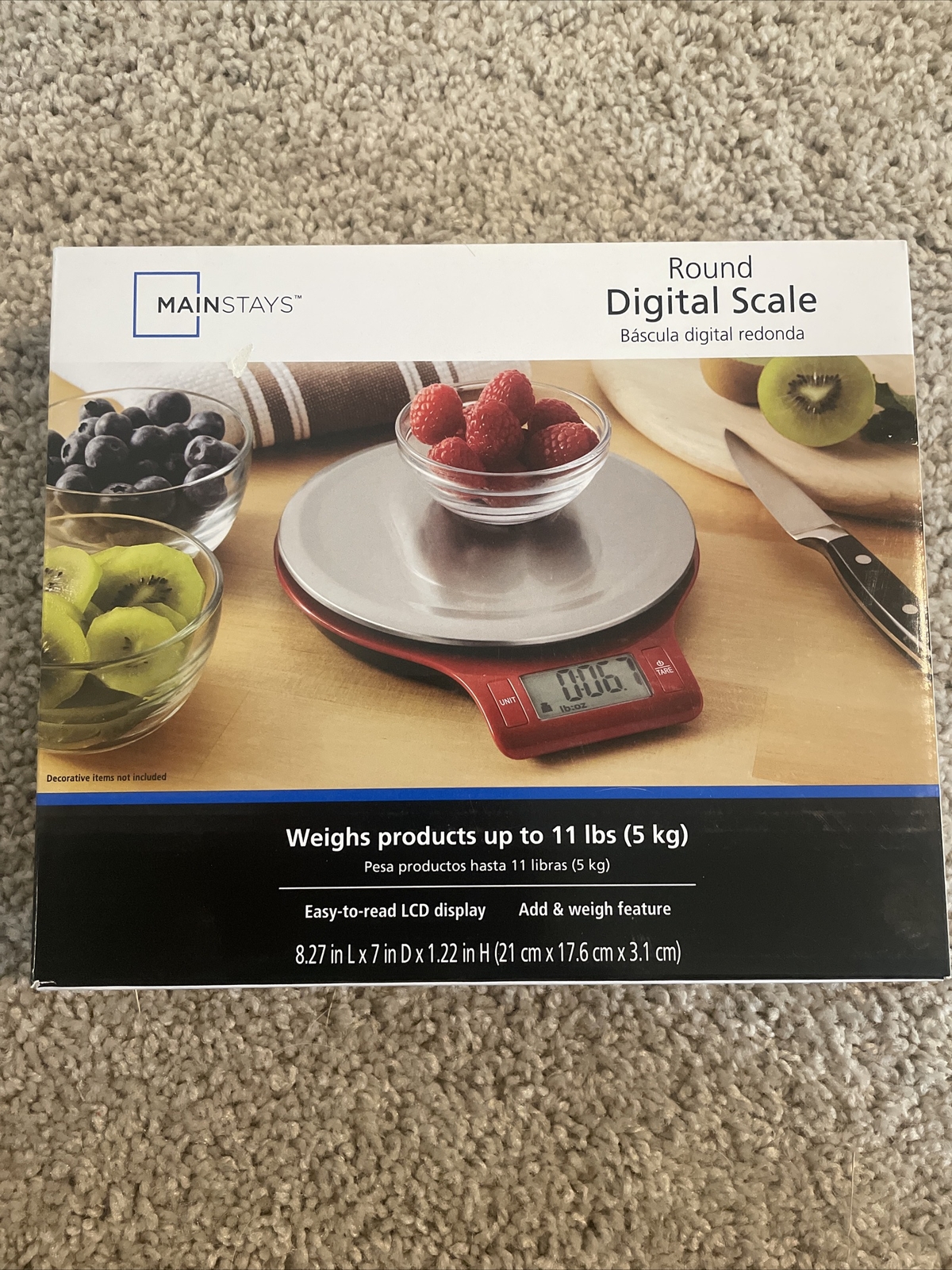 Mainstays Round Digital Kitchen Scale, Food Scale, Stainless Steel ...
