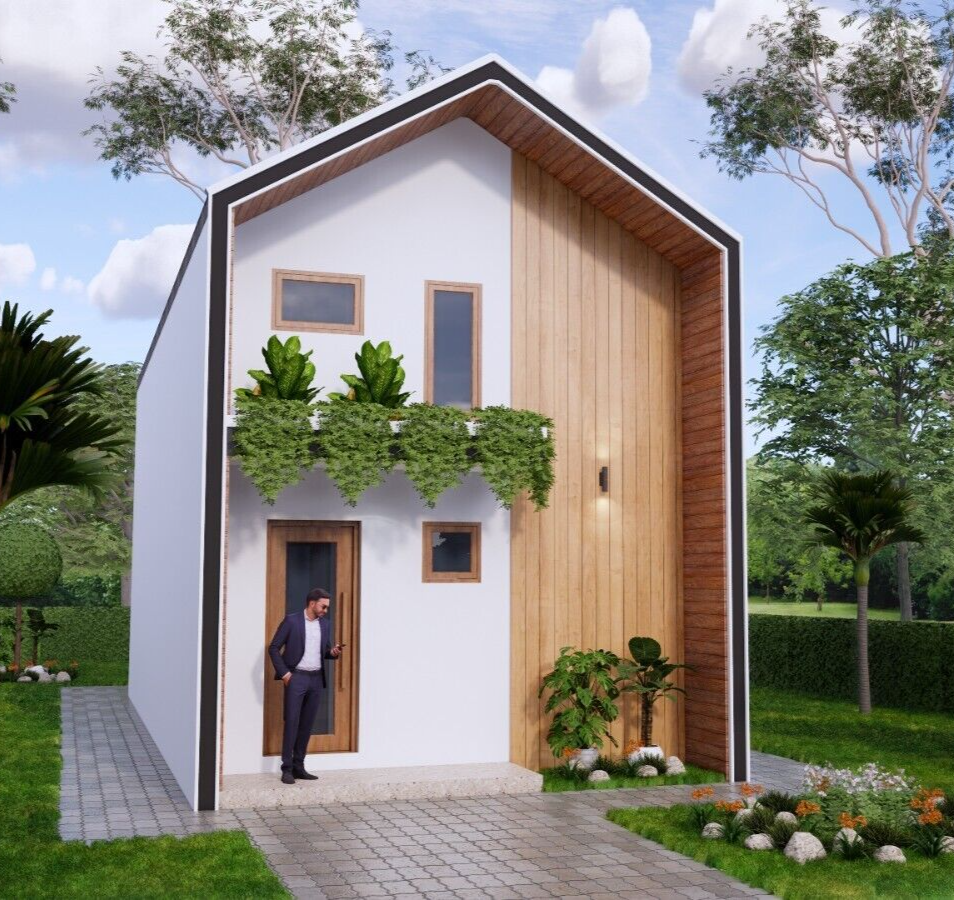 16x33 Feet House Plan 5x10 Meter 2 Beds 2 Baths Gable Roof PDF (A4 Hard ...