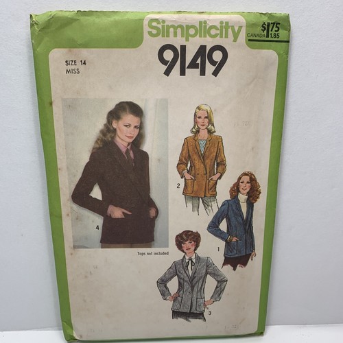 Simplicity 9149 Misses Jacket Blazer Sewing Pattern 14 Bust 36"*Uncut ...