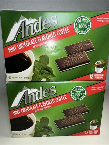 Lot of 2 X 12 Ct Andes Candies Mint Chocolate Coffee K Cup Coffee Pods ...