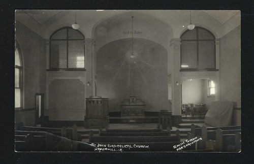 Haverhill Iowa IA 1918/20s St John Evangelical Church Interior, Alter ...