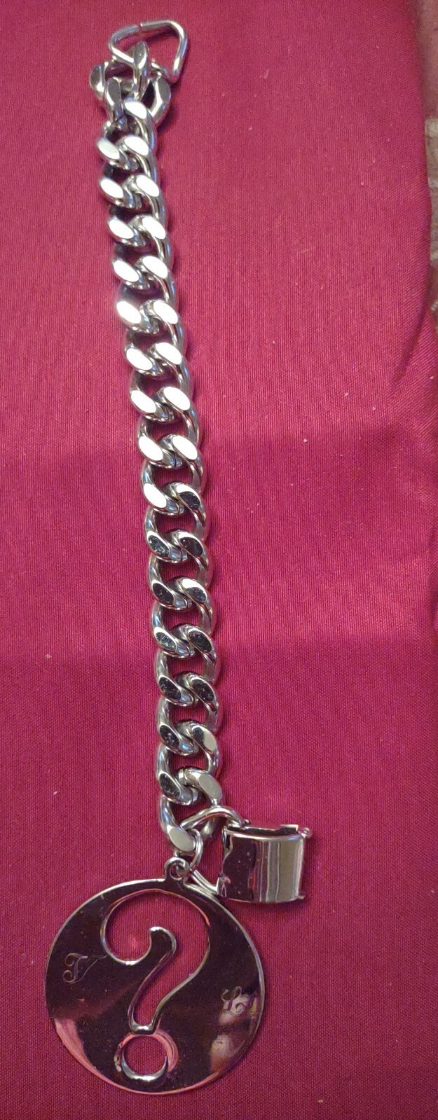 Sperry Stainless Steel Chain Bracelet Question Mark 1.5" Charm w ...