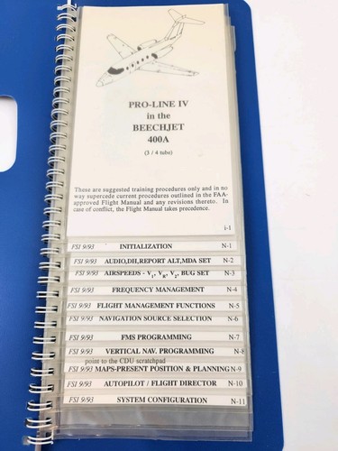 Pro-Line IV in the Beechjet 400A Pilot Checklist (3/4 Tube) September ...