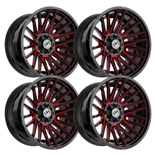 (Set-4) XF Off-Road XF-234 17x9 6x135/6x139.7 12mm Black Red wheels 17 ...