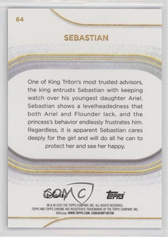 2025 Topps Chrome Disney Purple Wave Refractor 63/75 Sebastian #64 1o1p ...