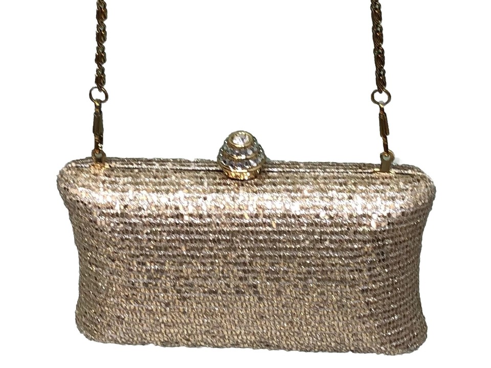 Evening Gold Crossbody Clutch Party Dinner Miniature Hand Bag W ...