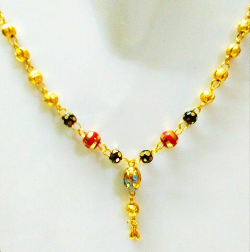 Indian 18K Gold Plated Wedding Ball Chain Pendant Necklace Women ...