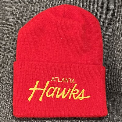 NOS Vintage 90s Atlanta Hawks Script Spell Out Winter Beanie | eBay