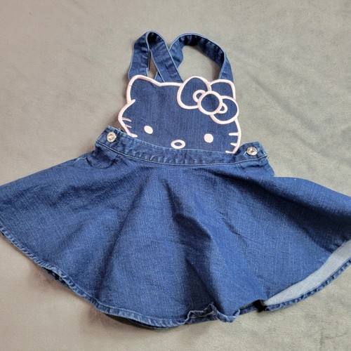 Hello Kitty Overalls Girls Size 2t Blue Denim Skirtall Large ...