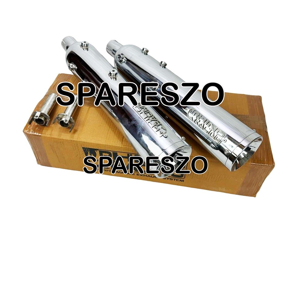 RHINO RACING STAINLESS STEEL EXHAUST FIT FOR ROYAL ENFIELD SUPER METEOR ...