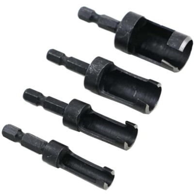 Wooden Plug Hole Cutter Bit Kit Carbon Steel Woodworking Drill Bit 4Pcs ...