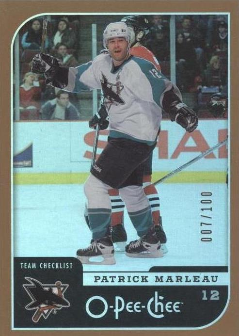 2006-07 O-Pee-Chee - Team Checklist Patrick Marleau #695 Rainbow /100 ...