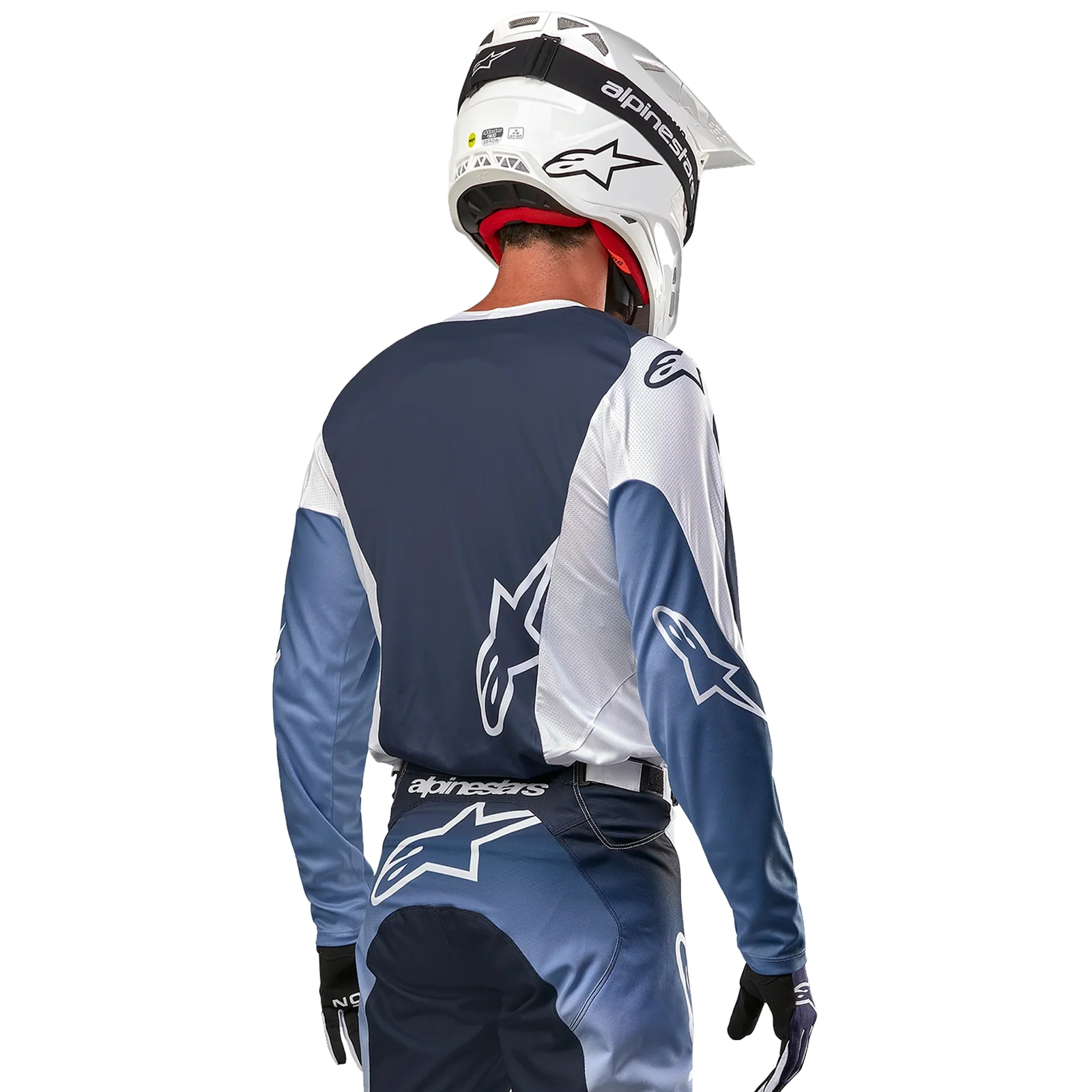 Alpinestars Racer Hoen Motocross Jersey - White/Dark Navy/Light Blue ...