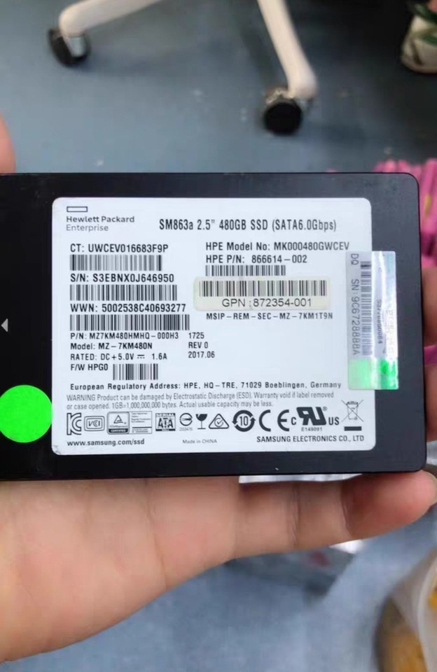 HP SM863a 240GB 960GB 1.92TB 480GB SATA 6.0Gbps 2.5" SSD Solid State ...