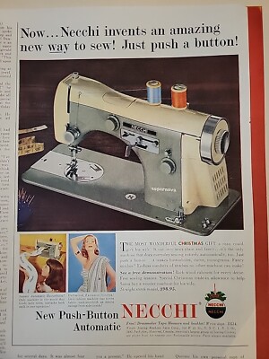 1955 Necchi green Push button automatic sewing machine ad | eBay