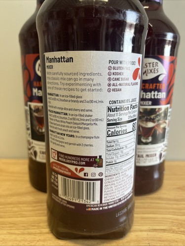 Master Of Mixes Handcrafted Manhattan Mixer 1L (33.8 Fl Oz) 3 Bottles ...