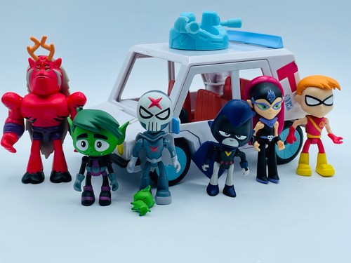 Jazwares DC Teen Titans Go! T-Car & 6 Mini Figures, Beast Boy, Trigon ...