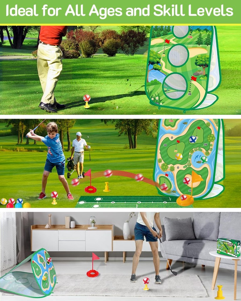 4-In-1 Kids Sticky Golf Games Set With Club, Golf Putting Practice Mat ...