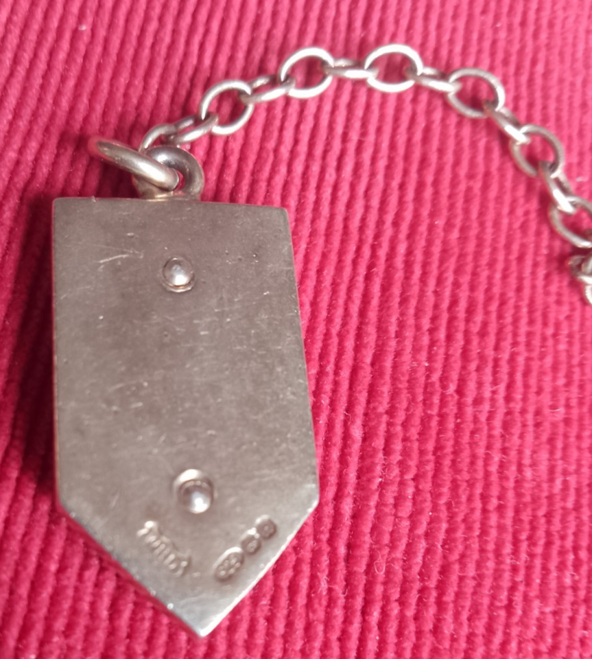 Silver enamel fob medal Crusader Fidelis on pink flag hallmarked heavy ...