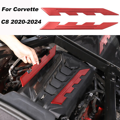 Aluminum Engine Side Logo Panel Cover Trim Stickers Red For Corvette C8 ...