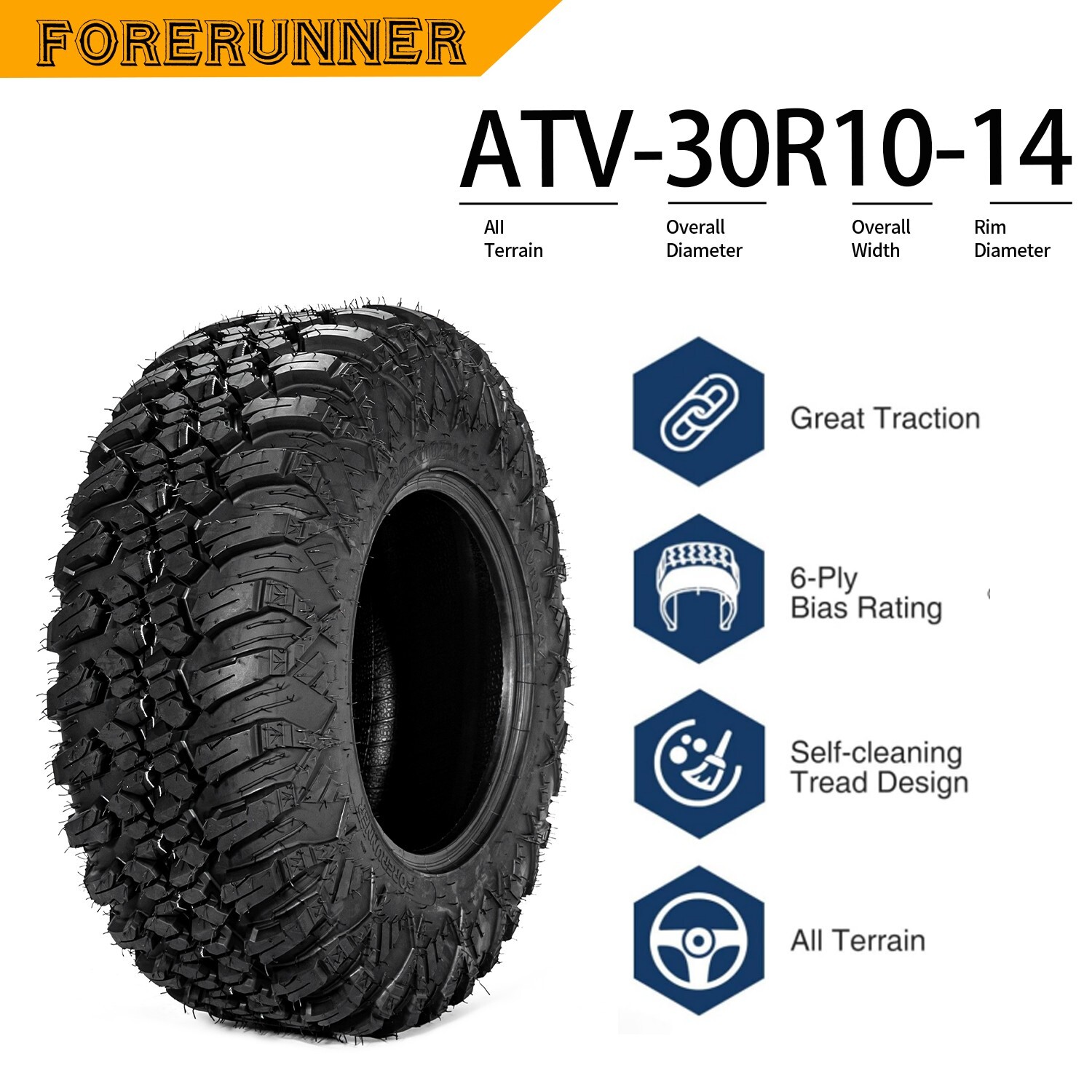 30x10x14 ATV UTV Tires 8Ply 30X10-14 All Terrain Mud Tyres 30 10R 14 ...