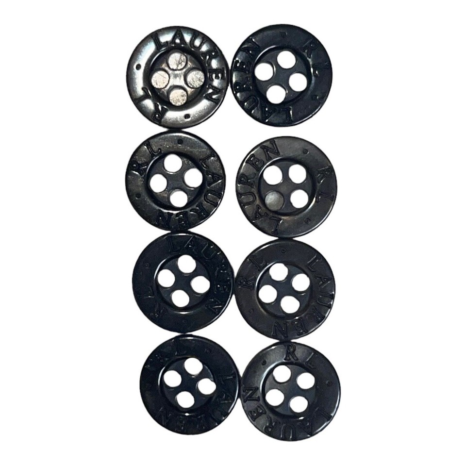 8 Replacement Buttons LRL Lauren Ralph Lauren Logo Gray Metal Womens ...