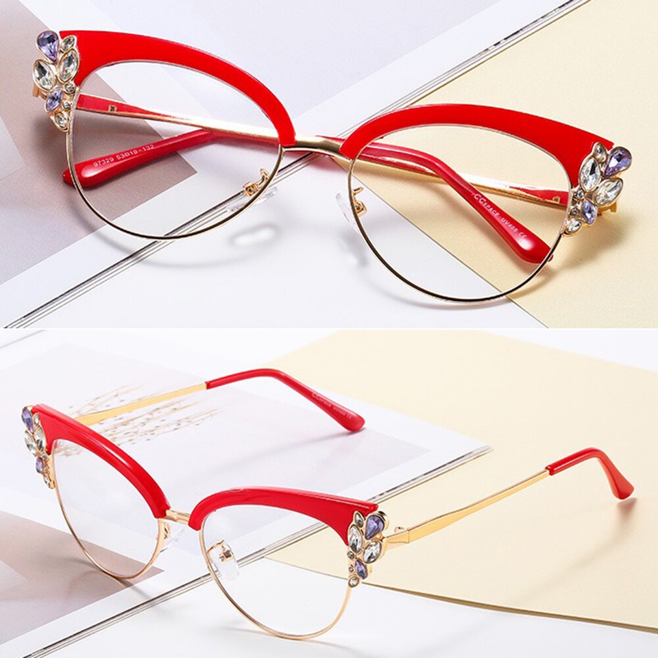 Cat Eye Eyeglasses Frame Luxury Design Butterfly Women Spectacles Clear ...