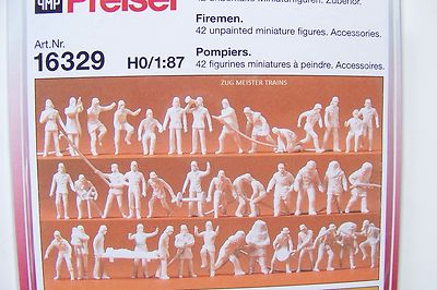 HO Preiser 16329 UNPAINTED (42) Firemen / Firefighter Figures with ...