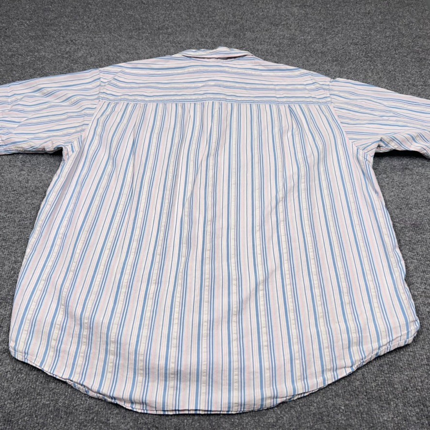 Izod Mens XL Blue Pink Striped Short Sleeve Shirt MCM 50s 60s Preppy ...