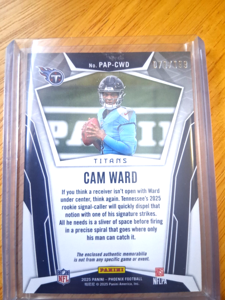 2025 Panini Phoenix Cam Ward 3-color Rookie Blue Pandora Patch /199 | eBay