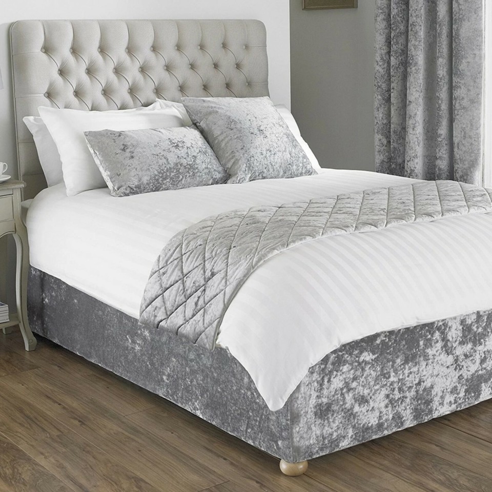 Velvet Divan Bed Base Valance Wrap Frame Cover Single Double Super King ...