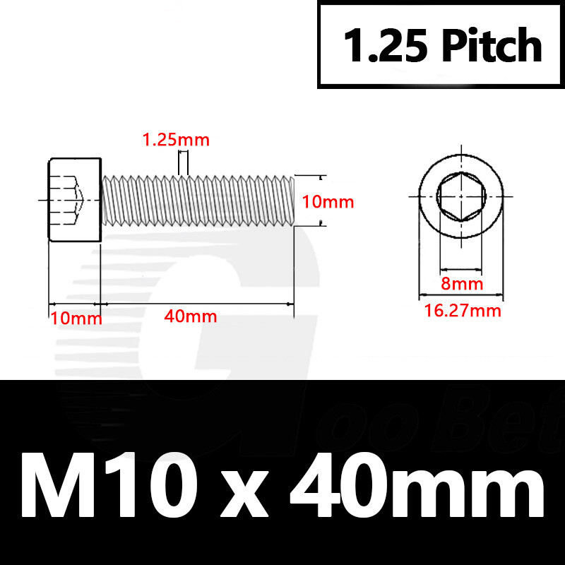 M10x1 M10x1.25 Fine Thread Socket Cap Screws Bolts 304 Stainless Steel ...