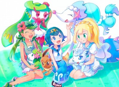 Anime pok mon eevee lillie mao primarina shaymin Stitched Gaming Mat ...