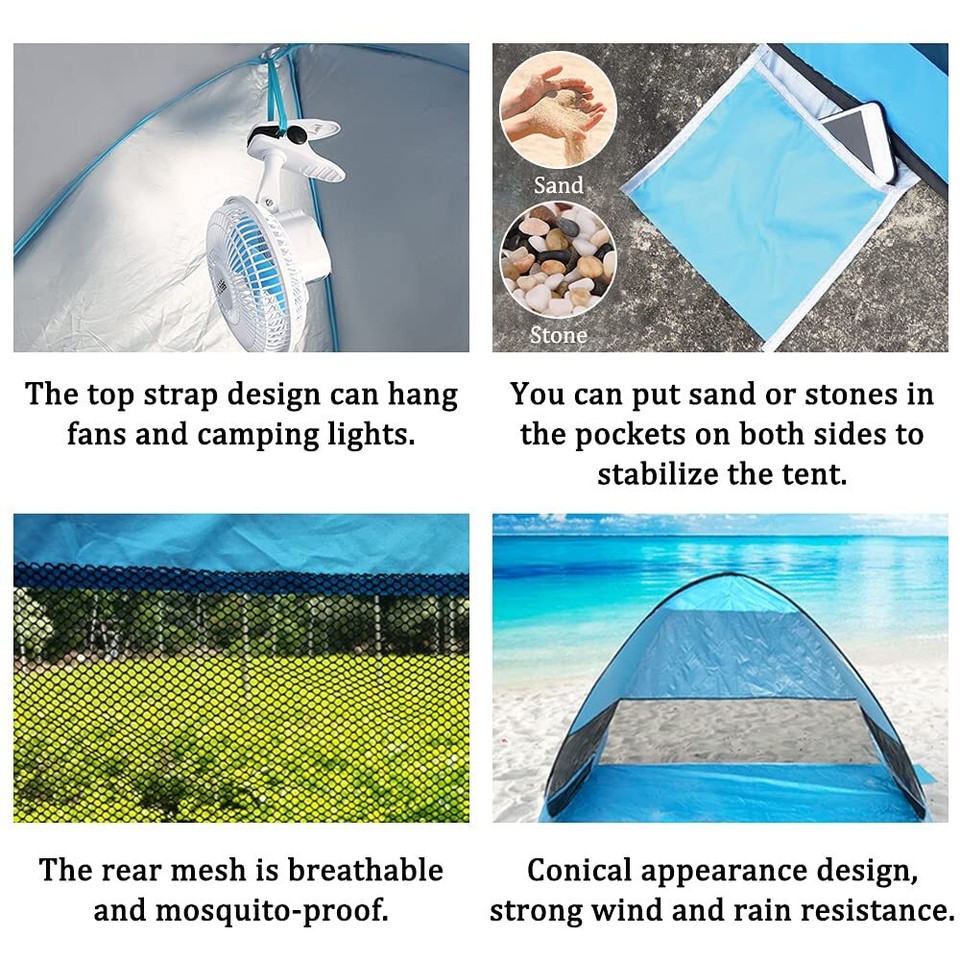 Camping Tent -3-4-Person Easy Pop Up Tent with 2 Doors -UPF50 ...