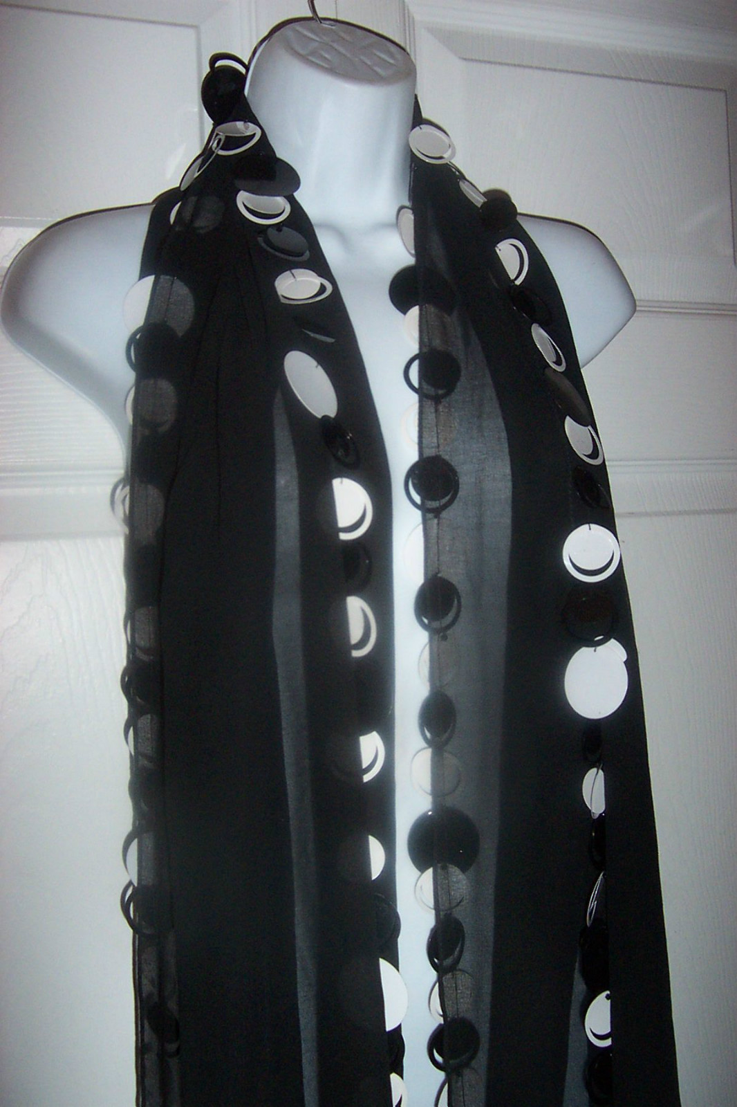 Unique Neck Scarf Black with White Plastic Polka Dots by Collection ...