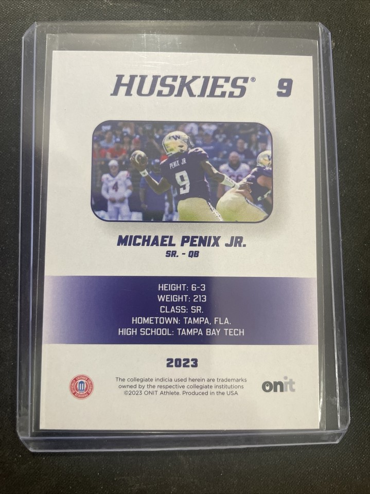 Michael Penix Jr 2023 ONIT Athlete Washington Huskies trading card | eBay