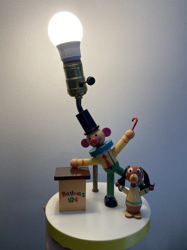 Whimsigoth Vintage Clown Nursery Lamp No Balloons Working Collectible ...
