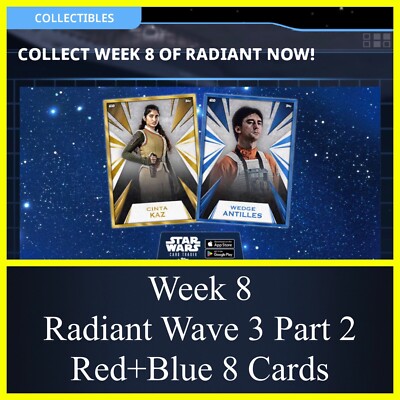 WEEK 8 WAVE 3 PART 2 RADIANT 24 GREEN+RED+BLUE-TOPPS STAR WARS CARD ...