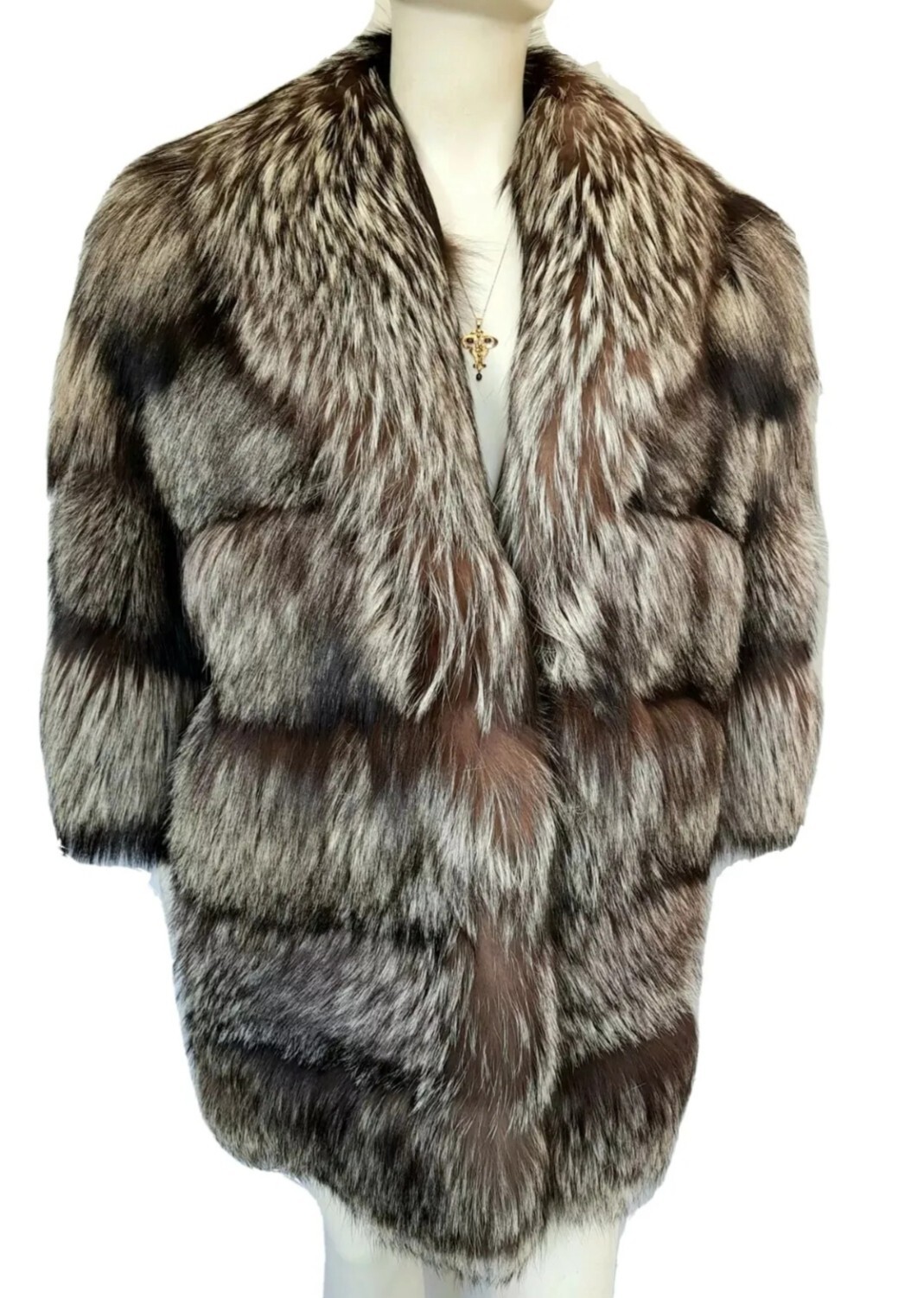 Real silver fox fur lady's luxurious Coat size 10 12 … - Gem