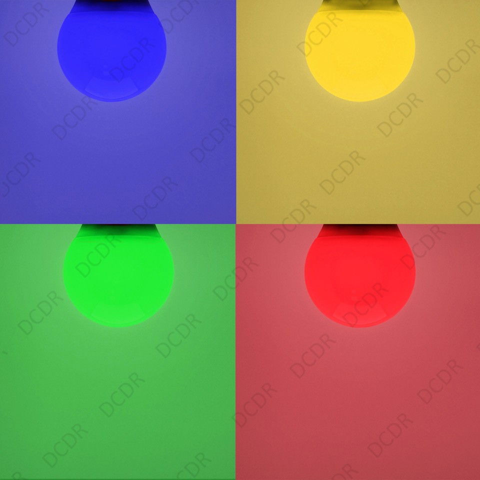 8x 6w LED Coloured Lamp GLS E27 Light Bulb Choose Between Red Yellow ...