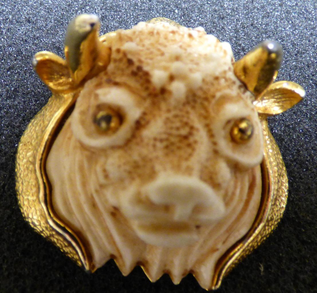 SIGNED RAZZA ZODIAC SIGN TAURUS BULL HEAD PIN/BROOCH VINTAGE B-17 | eBay