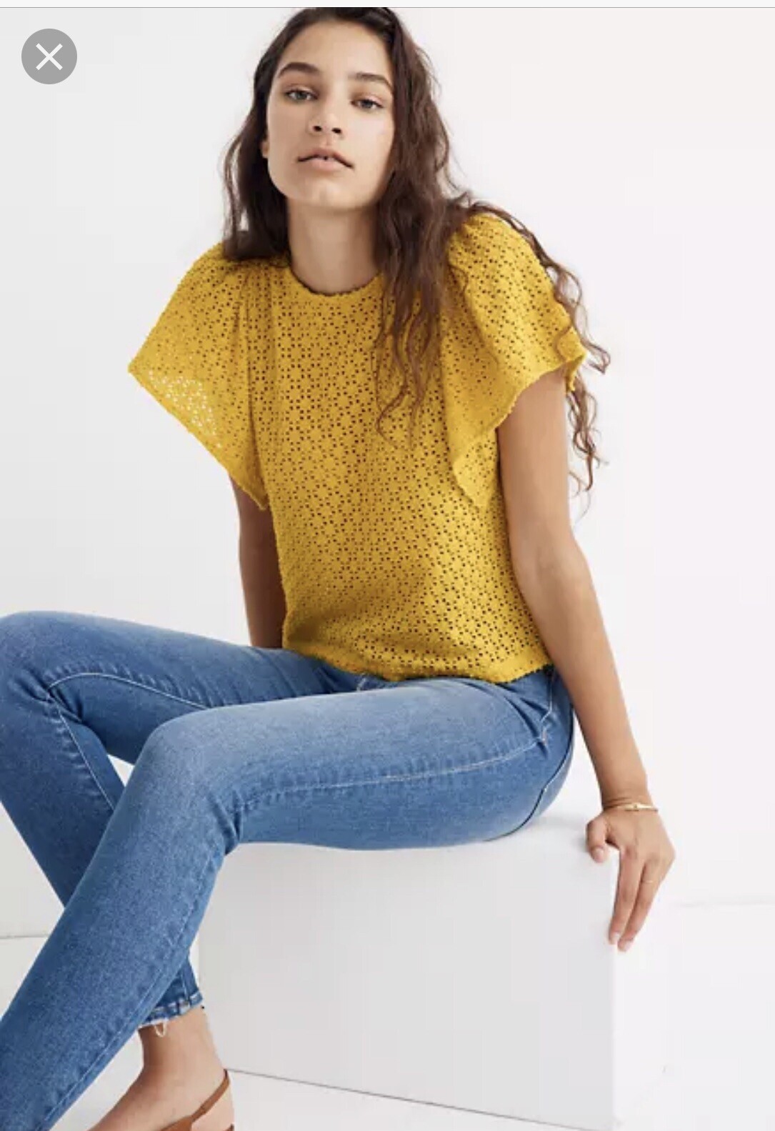 Madewell Texture & Thread Eyelet Flutter-Sleeve Top |… - Gem