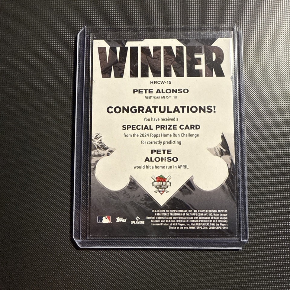 Pete Alonso 2024 Topps Home Run Challenge Winner Pink Foil SSP # 4/5 # ...