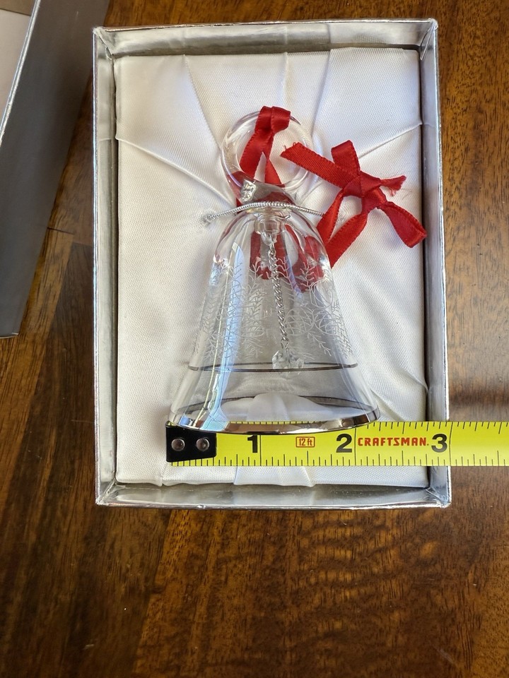 VTG 1983 Lenox Hand Blown Lead Crystal Silver Bell Christmas Ornament ...