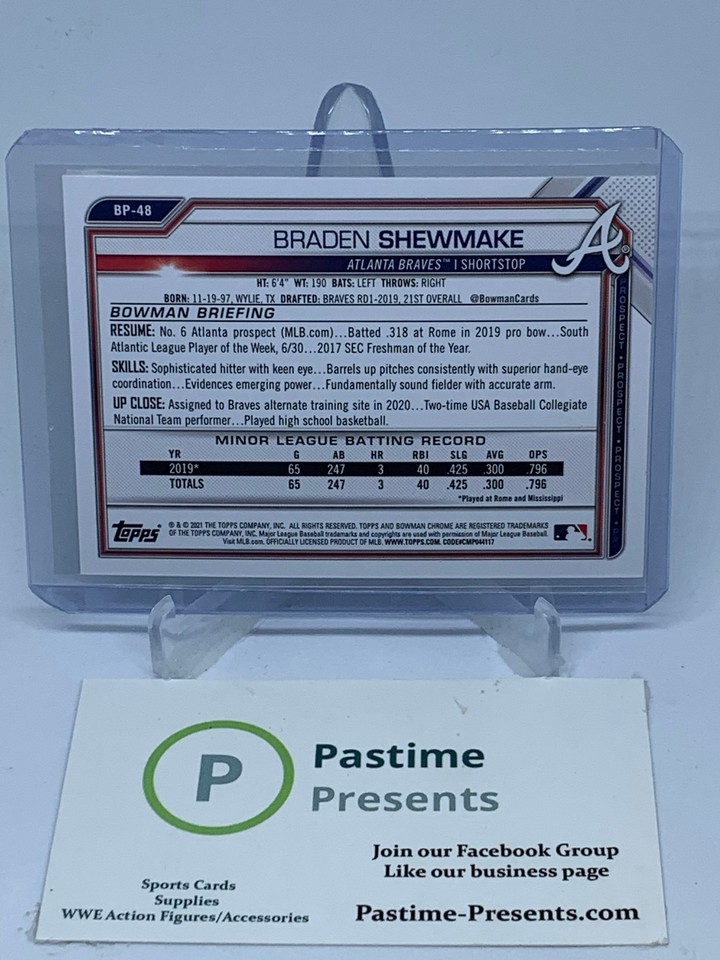 2021 Bowman #BP-48 Braden Shewmake Paper Atlanta Braves (C) | eBay