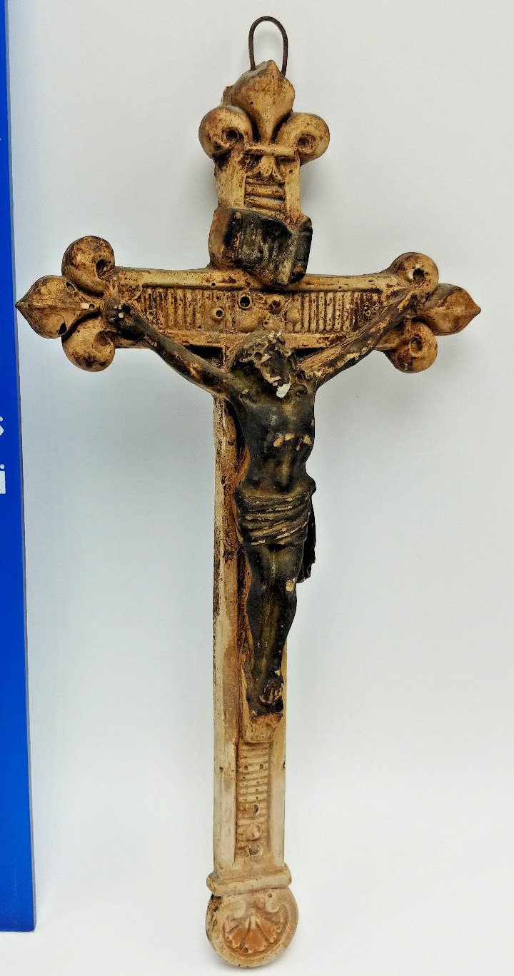 CRUCIFIX Antique - Plaster Cross, resin Jesus, Religious, French | eBay