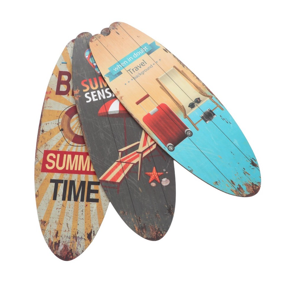3pcs Summer Surfboard Decor: Wooden Beach Wall Sign for Hawaiian Luau ...